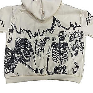 2023 Punk Jackets Streetwear Goth Oversized Zip Up Hoodie Men Women Rhinestone Y2K Spider Skeleton Hoodies X-Large