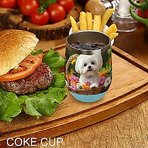Shih Tzu Dog Flower Basket Insulated Tumbler with Lid Stainless Steel Coffee Mug Cute Wine Tea Water Cup Green-style