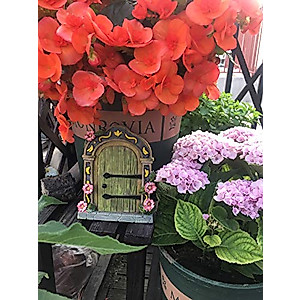 MUAMAX Fairy Garden Door Accessories Fairy Doors Wall Outdoor Mystical Miniature Garden Door for Tree Trunk (Green)