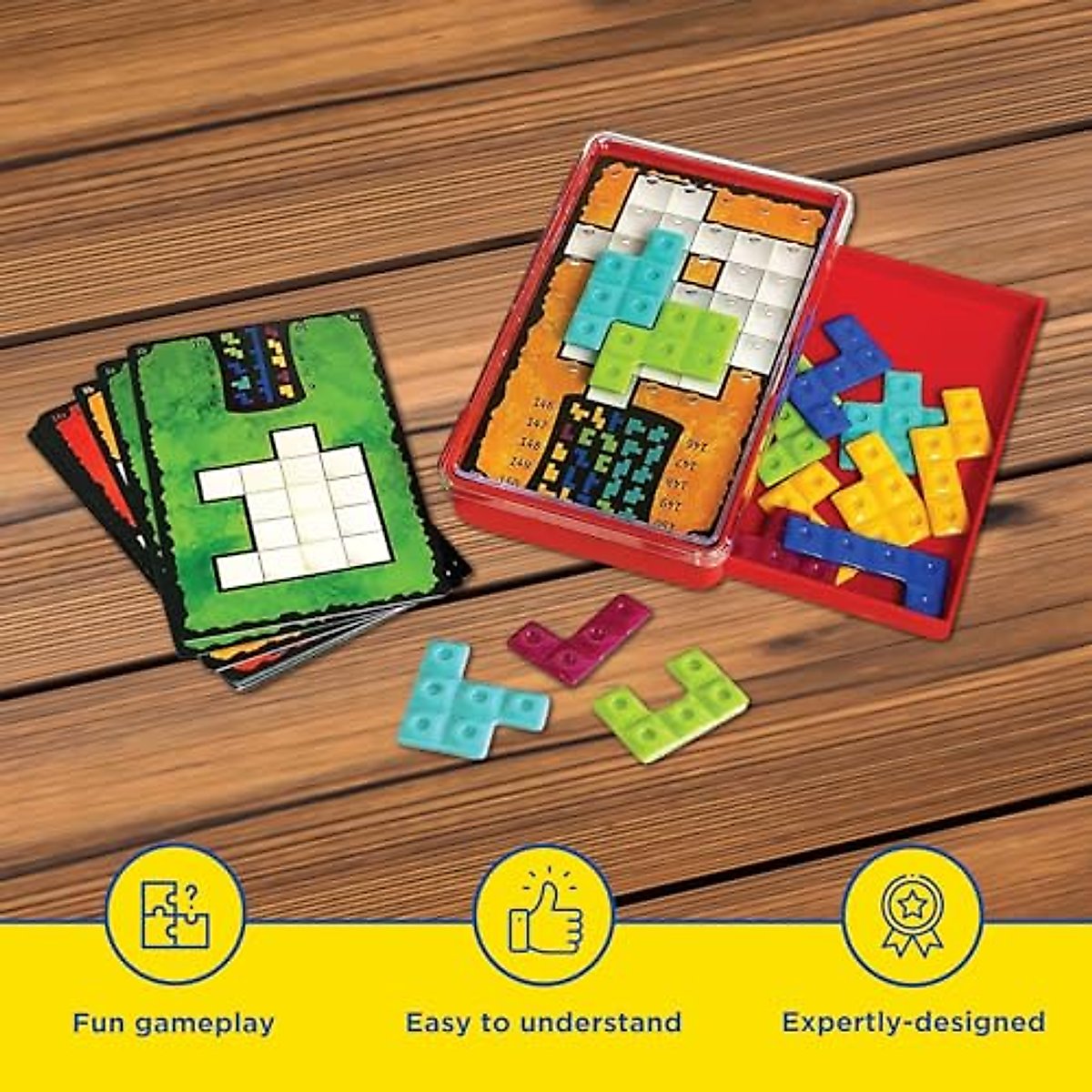 Ubongo The Brain Game to Go | Thames & Kosmos | Fast-Paced, Addictive, and Easy-to-Learn | Convenient Self Contained Carrying Case | Solo Geometric Puzzle Game | for Ages 8 and Up