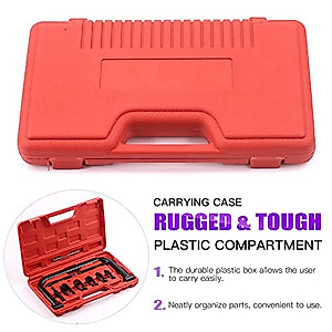 Swpeet 13Pcs Black Valve Spring Compressor Tools Assortment Kit, Including 5Pcs Pusher Adaptors,Extension Screws,Valve Lapper Set and Compression Bar for Motorcycle Car Small Engine Vehicle