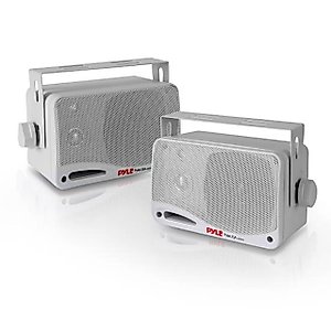 Pyle Outdoor Waterproof Wireless Bluetooth Speaker - 3.5 Inch Pair 3-way Active Passive Weatherproof Wall, Ceiling Mount Dual Speakers System w/ Heavy Duty Grill, Patio, Indoor Use -PDWR42WBT (White)