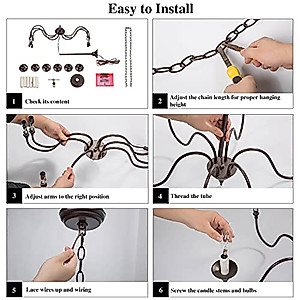 LNC 25.6" Farmhouse Chandelier, 6-Light Fixture for Dining & Living Room, Foyer, Entryway and Bedroom (Oil Rubbed Brown)