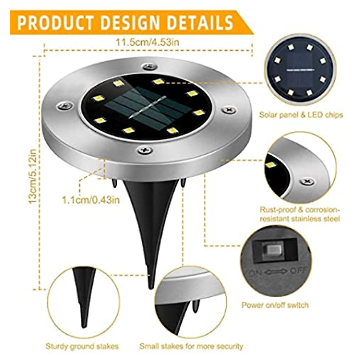（8 Pack） Solar Ground Lights, 8LED Solar Powered Disk Lights Outdoor Waterproof Garden Light ，Landscape ，Lighting for， Yard Deck，Lawn，Patio Pathway，Walkway (White,Warm Colors，Color) (Multi-Colored)