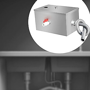 FLCPJGV Stainless Steel Grease Trap, Commercial Grease Trap for Cafe, Kitchen Restaurant, 40x25x25cm