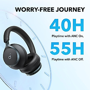 Soundcore by Anker, Space One, Active Noise Cancelling Headphones, 2X Stronger Voice Reduction, 40H ANC Playtime, App Control, LDAC Hi-Res Wireless Audio, Comfortable Fit, Clear Calls (Renewed)