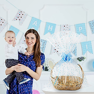 Yotelab Easter Large Cellophane Bags, Blue Heart Cellophane Wrap for Gift Basket, 22x33 Inches,10 Pieces Cellophane Gift Bags