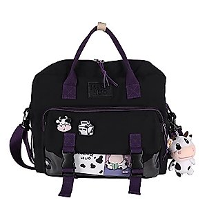 SALLYOON Japanese School Hand Bag Anime Backpack Shoulder Bag Kawaii Cute Backpacks for Girls (Black)
