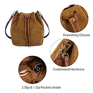 AFKOMST Bucket Bags and Purses For Women Drawstring Hobo and Shoulder Handbags with 2 Detachable Straps