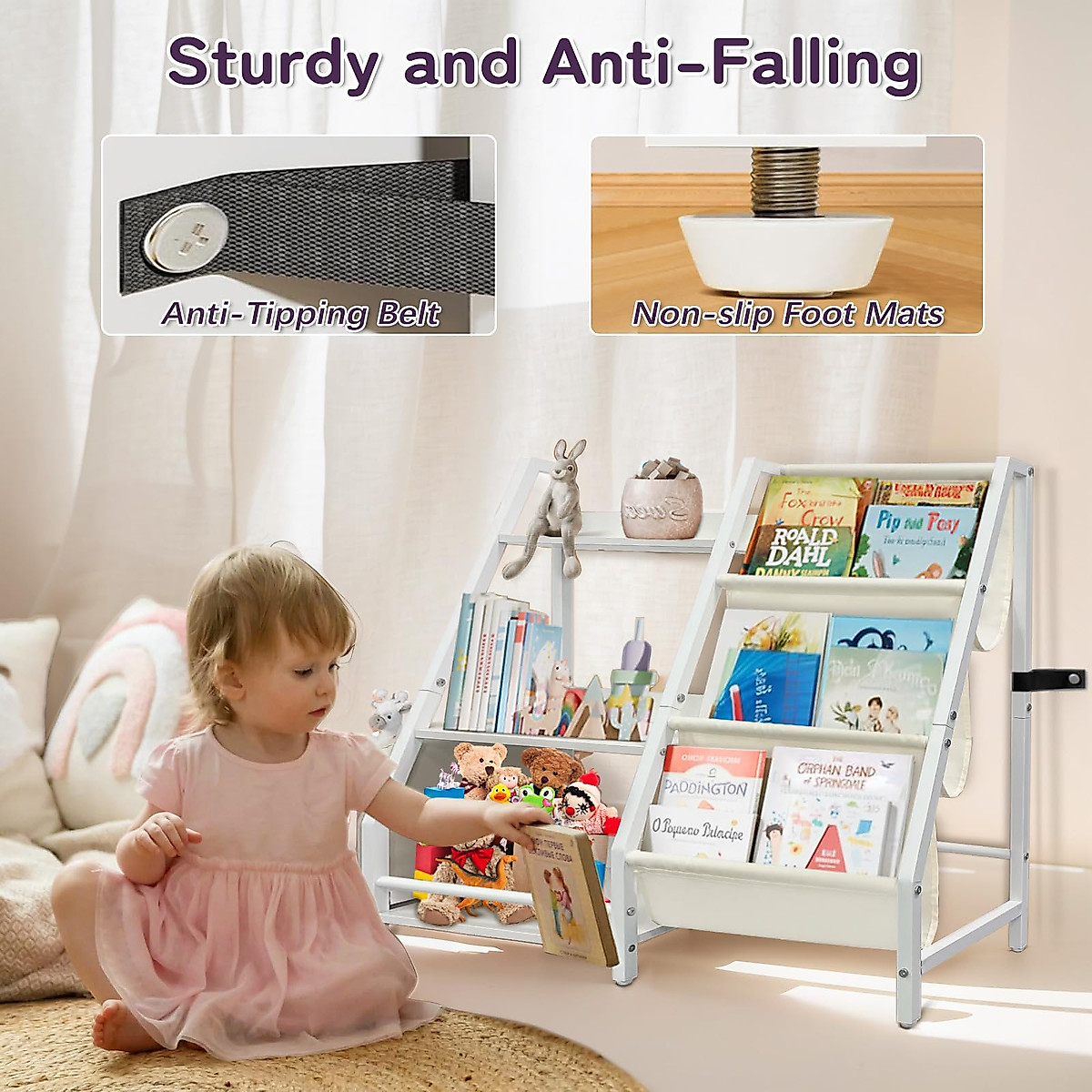 LAKEEN 3 Tier Kids Bookshelf and Toy Storage,Baby Toddler Bookshelf, Kids Bookcase, Toy Storage Organizer with Bookshelf,Montessori Bookshelf for Kids Rooms, Playroom, Nursery, Bedroom(White)