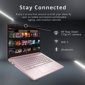 HP Stream 14" HD BrightView Laptop, Intel Celeron N4120 Processor, 8GB RAM, 64GB Storage, Intel HD Graphics, Webcam, 1 Year Office 365, Pink, Windows 11 S, 32GB Hotface USB Card