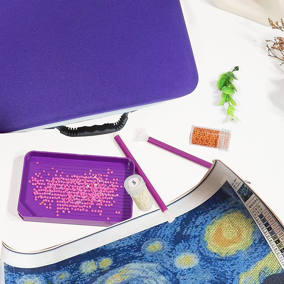 LIRUNQIU Diamond Painting Storage Containers, 60 Slots Diamond Painting Accessories and Tools for Diamond Art Organizer Case