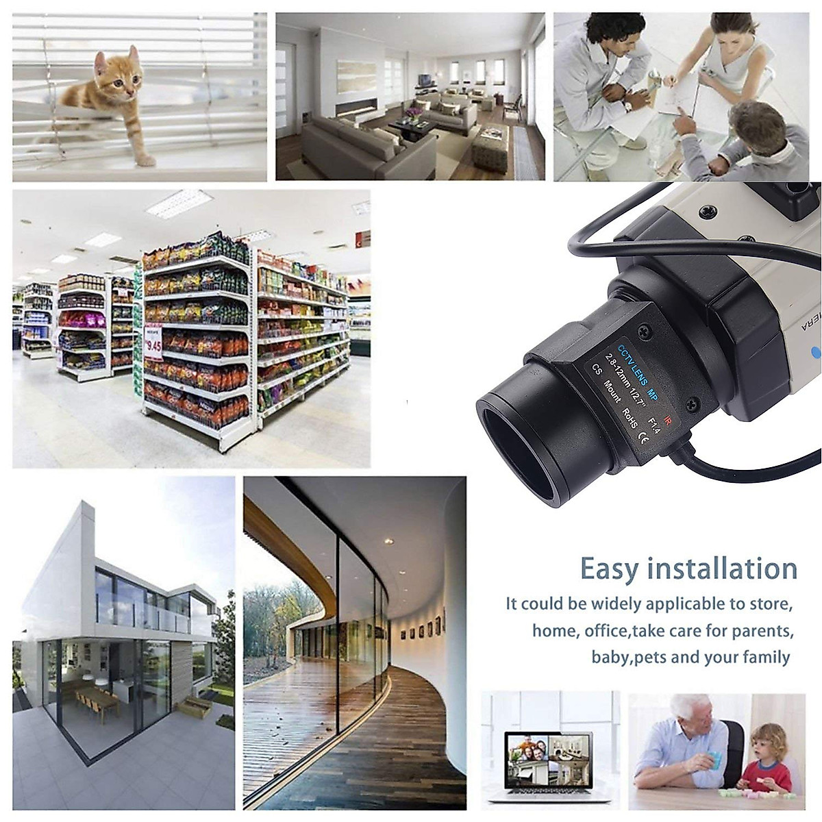 Vanxse CCTV Mini HD 1/3 CCD 960h Auto Iris 1000tvl 2.8-12mm Varifocal Lens Bullet Box Security Camera Indoor/Outdoor Surveillance Camera