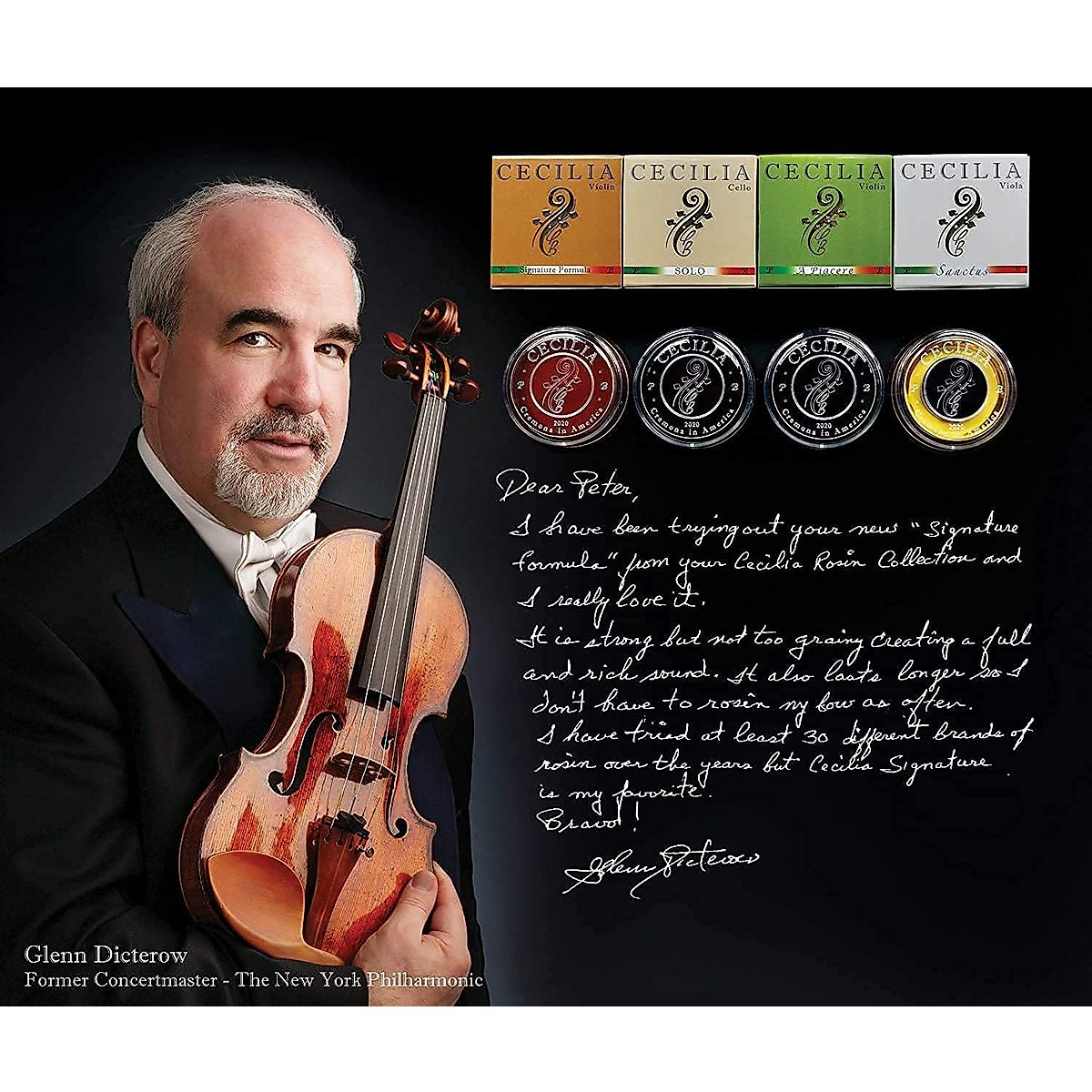 CECILIA ‘Signature Formula’ Rosin for Viola, Rosin Specially Formulated Viola Rosin for Viola Bows (New ‘Liquid Form Blending Method’) with Included Rosin Spreader (Full Cake)