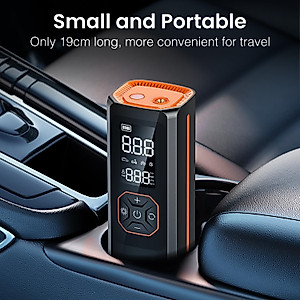 PECHAM Tire Inflator Portable Air Compressor,USB 5V 8000mAh Battery 150 PSI Cordless Tire Pump Electric Air Pump for Car Tires,Fits Car/Truck/Motorcycle/Balls/Bicycles