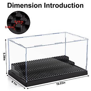 Minifigure Display Case for Action Figures Blocks, Clear Dustproof Acrylic Display Box Storage with 3 Movable Steps Gifts for Children,Black…