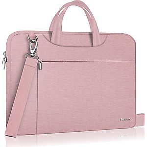 Ferkurn Laptop Bag Case Women Men Computer Sleeve with Shoulder for HP Envy Pavilion/Inspiron/Thinkpad/ASUS TUF Vivobook/MSI/MacBook/Surface,Waterproof Briefcase with Handle, Pink, 15 15.6 Inch
