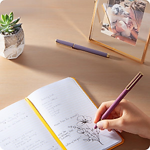 U Brands Soft Touch Catalina Felt Tip Pens, 0.7mm Emerald, Maroon and Purple Barrels, Black Ink, 6 Count (4520A04-24)