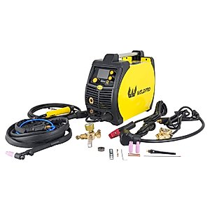 Weldpro 200 Amp MIG210LCD Dual Voltage 115V/230V 5 in 1 Multi-Process MIG/Fluxcore/DC Lift TIG/Stick Welder Aluminum Spool Gun Capable with Spot Timer and Auto-Set 3 year warranty welding machine