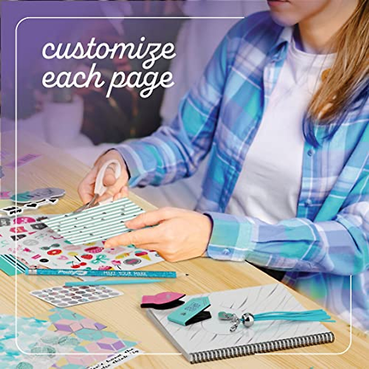 DIY Journal Kit for Girls - Great Gift for 8-14 Year Old Girl - Cool Birthday Easter Gifts Ideas for Teens - Fun, Cute Art & Crafts Kits for Tween Teenage Kids - Scrapbook & Diary Supplies Toy Set