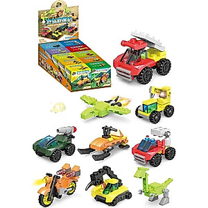 Mini Building Blocks Cars Toys Sets 30 Packs Assembly Mini Cars Toys for Boys, Girls STEM Building Car Plane Construction Truck Fire Tank Police Engineering Cars Party Gifts for Kids