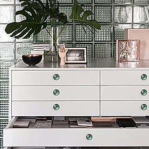 ALLMIX SPOROT 4 Pack Jade Green Crystal Kitchen Cabinet Knobs,Round Crystal Dresser Pulls,Black Hardware Handles for Wardrobe Home Office Decoration