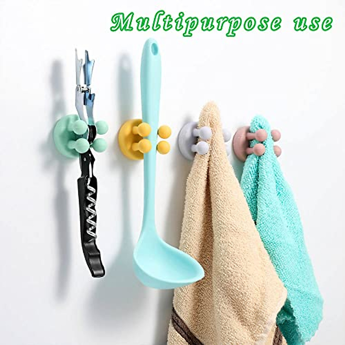 FISHEVO 12PCS Self Adhesive Silicone Hooks, Shower Razor Holder Hooks, Wall Mounted Plug Holder Hooks, Shower Wall Hooks for Hanging Towel