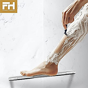 FINSBURY HARDWARE Shower Foot Rest, Corner Shower Bar for Shaving Legs, Wall Mounted Hotel Shower Foot Ledge, Brass Bar Bathroom Foot Step (Satin Nickel)