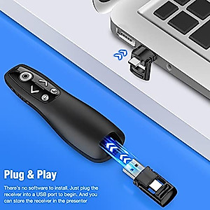 2-in-1 USB Type C Presentation Clicker Wireless Presenter Remote for PowerPoint, Powerpoint Clicker with Hyperlink & Volume Control PowerPoint Slide Advancer for Mac, Computer, Laptop
