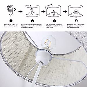 YISUN Lamp Shades Set of 2, Drum Fabric Lampshades for Table Lamps, Wall Lamp, Floor Lamp, Natural Linen Hand Crafted, For E26/E27 Lampholder Medium Drum Shades, Spider Fitter (Linen White)