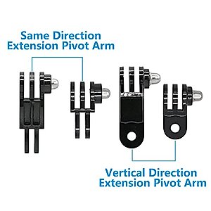 3-Way Adjustable Extension Pivot Arm Straight Joints Adapter Mount Kit for GoPro Hero 11, 10, 9, 8, 7, 6, 5, 4, 3+, 3, Same Direction and Vertical Direction, Long Thumb Screws (8pcs)