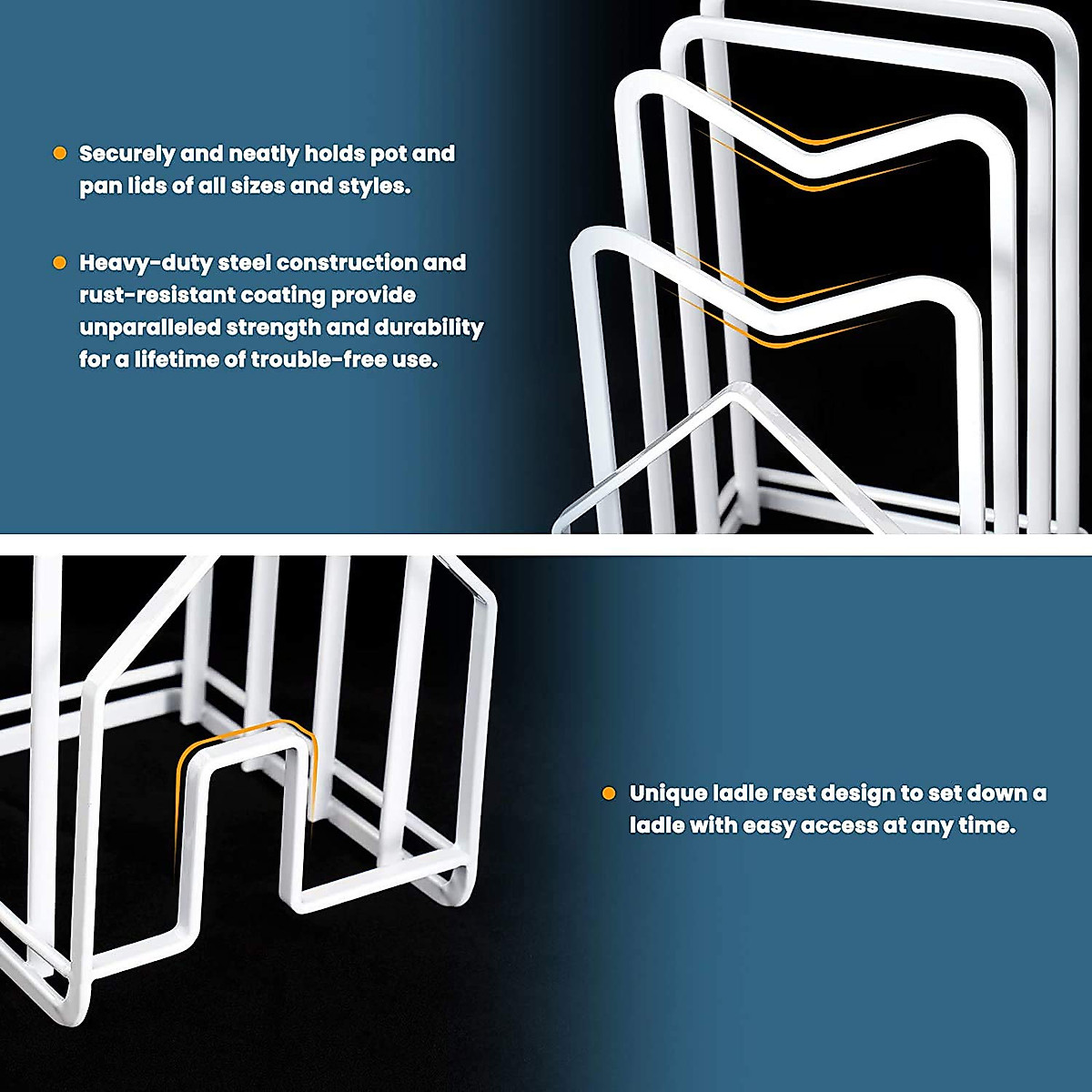 Kitchen Bakeware Pot Lid Rack Holder, 4 Slots Multifunctional Kitchen Organizer Metal Storage Shelf for Cookware, Chopping Cutting Board, Counter Cabinet, Plates, Dishes