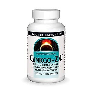 Source Naturals Ginkgo-24 - Ginkgo Biloba Extract 120 mg Supports Mental Acuity - 120 Tablets