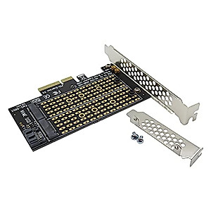 High Performance Durable 2x M.2 to PCIe NVMe and SATA SSD Dual M Key and/or B Key Adapter Card 2242 2260 2280 M2 Drive to Desktop PCI Express x4 x8 x16 Slot, Includes Brackets Vicue