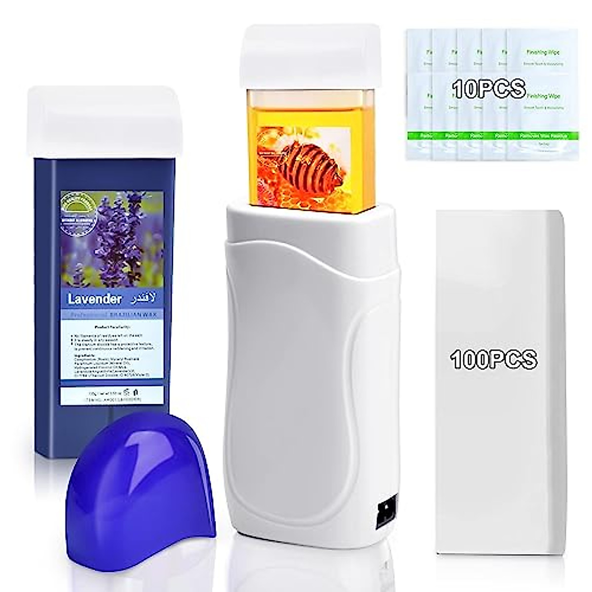 Xaninp Roll on Wax,Wax Warmer for Hair Removal,Wax Roller Kit for Arms Legs Hands Toes Back Chest Heated Roller Kit (blue)