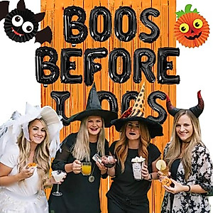 Halloween Bachelorette Party Decorations Halloween Bride Decorations Boos Before I Dos Balloon Orange Black with Ghost Bat Paper Fans 3d Scary Bat Wall Sticker Tinsel Curtain Bride To be Sash