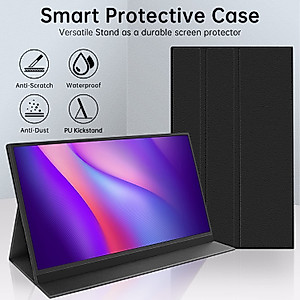 Portable Monitor, Hamtysan 15.6 Inch Laptop Monitor 1920×1080 Full HD USB C HDMI Second External Monitor for Laptop PC Phone PS4/5 Xbox Switch, Built-in Speaker Included Smart Cover & Screen Protector