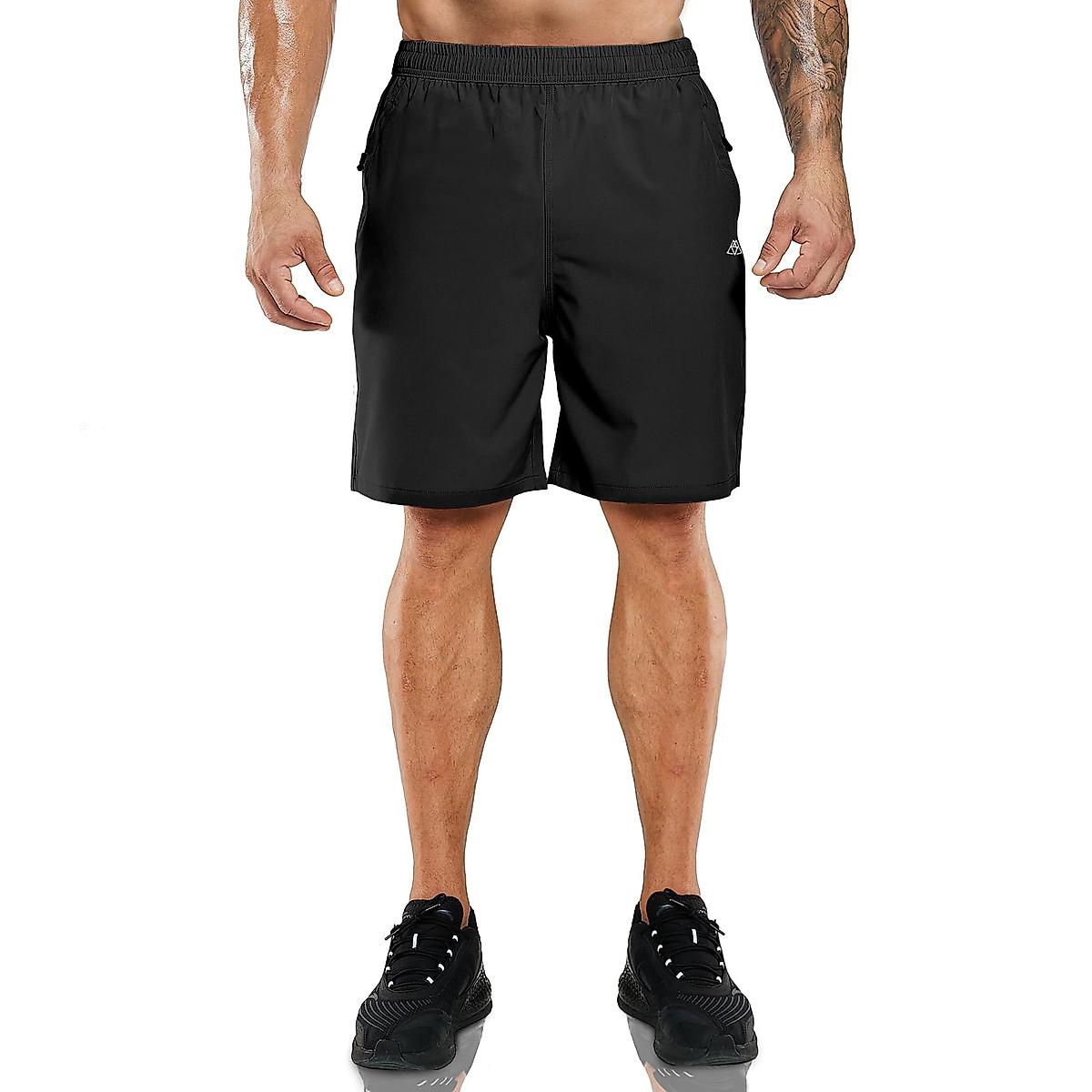 Haimont Mens Black Athletic Shorts Quick Dry Running Shorts with Zipper Pocket Lightweight Workout Linerless L