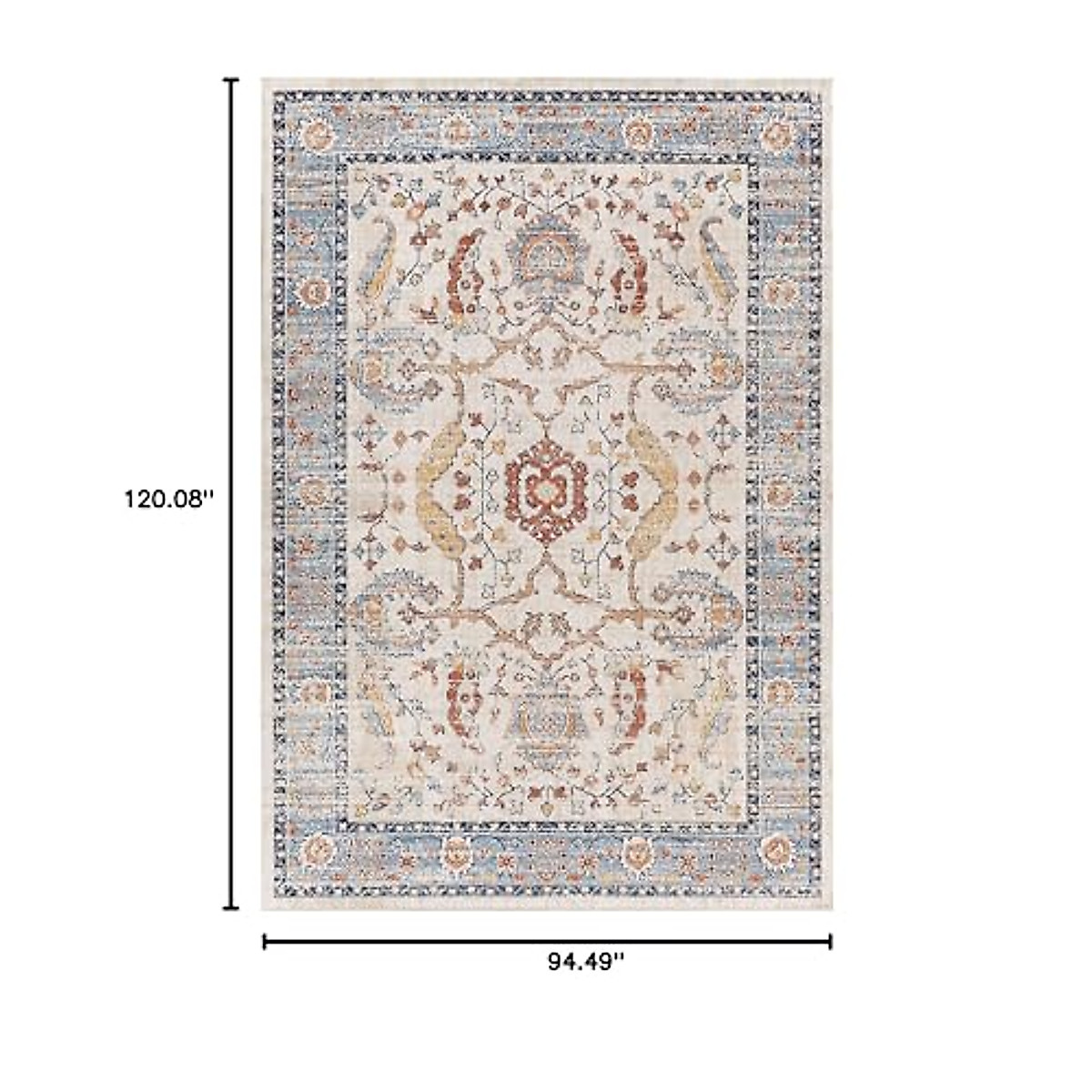 Hauteloom Shafter Living Room, Bedroom Patio Outdoor Area Rug - Beige, Blue, Red - 7'10" x 10'
