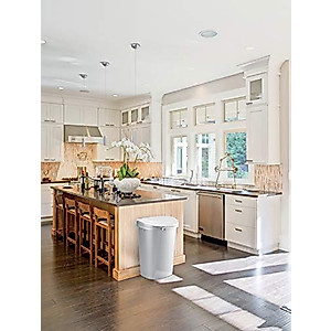 Rubbermaid Touch Top Lid Trash Can for Home, Kitchen, and Bathroom Garbage, 13 Gallon Garbage Can, Waste Basket, White