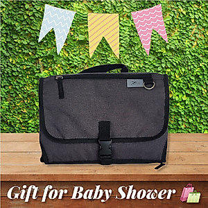 Portable Changing Pad–Grey-Convenient 2 in 1 Travel Diaper Changing Station Bag