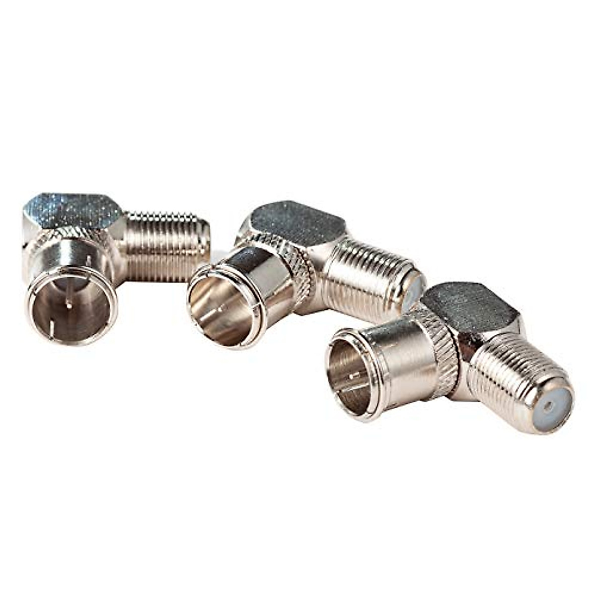 Ancable 3-Pack Right Angle F Type Adapters, F-Pin Quick Push On Male to Female 90 Degree Connector for Wall Mounted TV,Wall Plate, Cabinet, RV TV and Coax Coaxial Cable Connection
