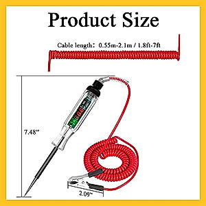 Automotive Test Light, 3-24V DC Digital Light Tester with Voltmeter, Test Light with Extended Spring Wire, Heavy Duty Auto Circuit Tester, Automotive Fuse Tester for Various Vehicles