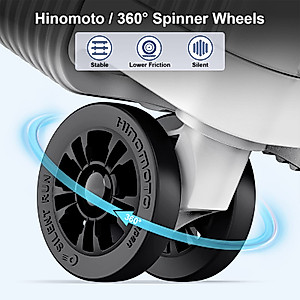 SOMODE LA SERIES Carry On Luggage 20inch Wide Handle Suitcase, Hardshell with Aluminum Frame, Supper-low noise Spinner Wheels & TSA Lock, Business Travel Carry-On Luggage (002-WHITE)