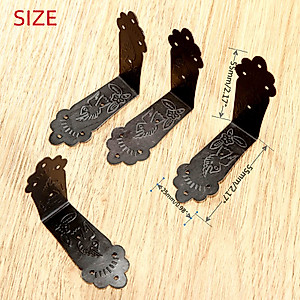 dophee 4Pcs Antique L Shaped Corner Guards, Embossing Decorative Edge Corner Bracket Corner Protectors Guard Cover with Mounting Screws for Chest Case Wooden Box - 2.17"x2.17"x0.98"