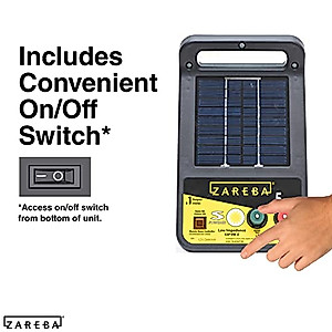 Zareba ESP5M-Z Solar Powered Low Impedance Electric Fence Charger - 5 Mile Lightning Electric Fence Energizer, Contain Animals and Keep Out Predators,Black