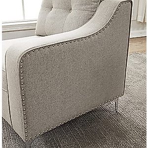 Legend Furniture Living-Room Sofa-Chaise Modular L-Shaped Flexible Combination Fabric Nailhead Trim Corner Sectional, 106" Wide, Grey