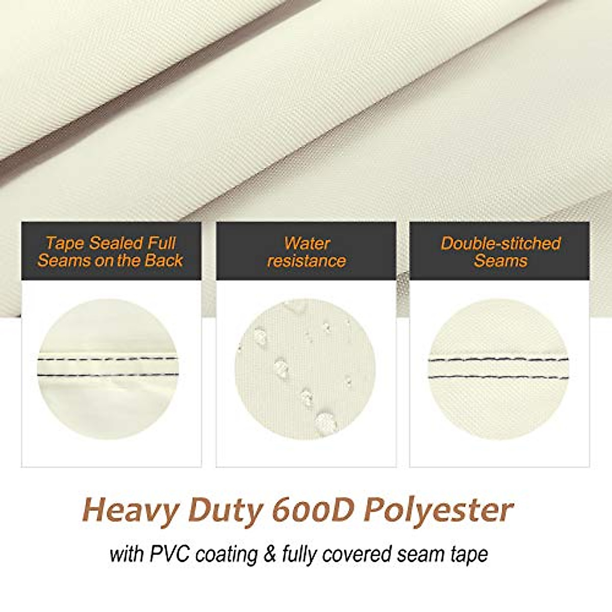 NettyPro Outdoor Sofa Cover Waterproof 3-Seater Patio Couch Cover, Patio Furniture Deep Lounge Sofa Covers with Air Vent and Handle, 88" W x 38" D x 35" H, Beige