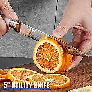 Topfeel 3PCS Professional Chef Knife Set, Ultra Sharp Japanese Kitchen Knife, German High Carbon Stainless Steel 8 inch chef's knives 7 inch Santoku Knife 5 inch Utility Knife with Gift Box