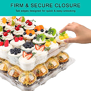 3unshine 24 Count Cupcake Containers, Set of 12 Plastic Cupcake Boxes Bulk, 24 Compartment Cupcake Holder with Detachable Lid,Disposable Muffin Carrier